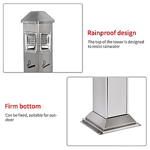 AIWFL Stainless Steel Vertical Trash Bin Outdoor Trash Cans Holder Waste Containers 47.24" Ash Bin w/Key (Silver)