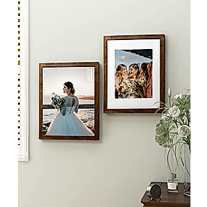 Sonefreiy 11x14 Picture Frame Wood with Mat for 8x10 Modern Brown Photo Frame Set for Desk and Wall Gallery Home Decor Gift, Set of 2