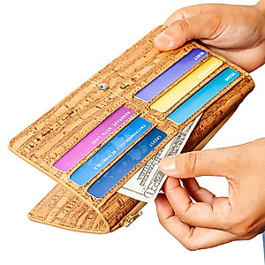 Cork Wallet Women Vegan Slim for Cards, Notes and Coins Zebra Pattern