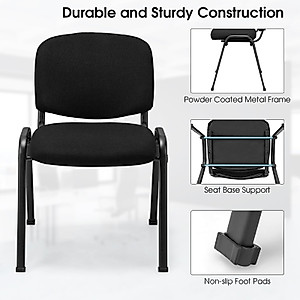 COSTWAY Guest Reception Chairs Set of 10, Stackable Conference Chairs with Upholstered Seat & Ergonomic Back, Waiting Room Chairs for Office, Reception Room, Conference Room, Events