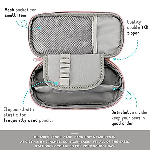 mibasies Girls Pencil Case for Kids, Pencil Pouch Boys Soft Rainbow Pen Box (Pink Blue Rainbow)