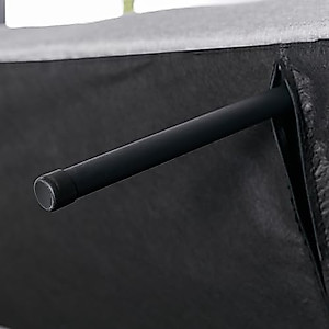 Haplized Loveseat Sleeper Sofa Bed, Dark Grey Linen Fabric Convertible Sleeper Sofa with Pull-Out Couch Bed & Adjustable Cushions Backrest, Reclining Loveseat with Side Pocket for Living Room