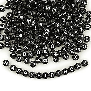 Bxwoum 100 Pieces 4×7mm Black Round Acrylic Alphabet Letter Beads Letter C Beads for Jewelry Making Bracelets Necklaces Key Chains