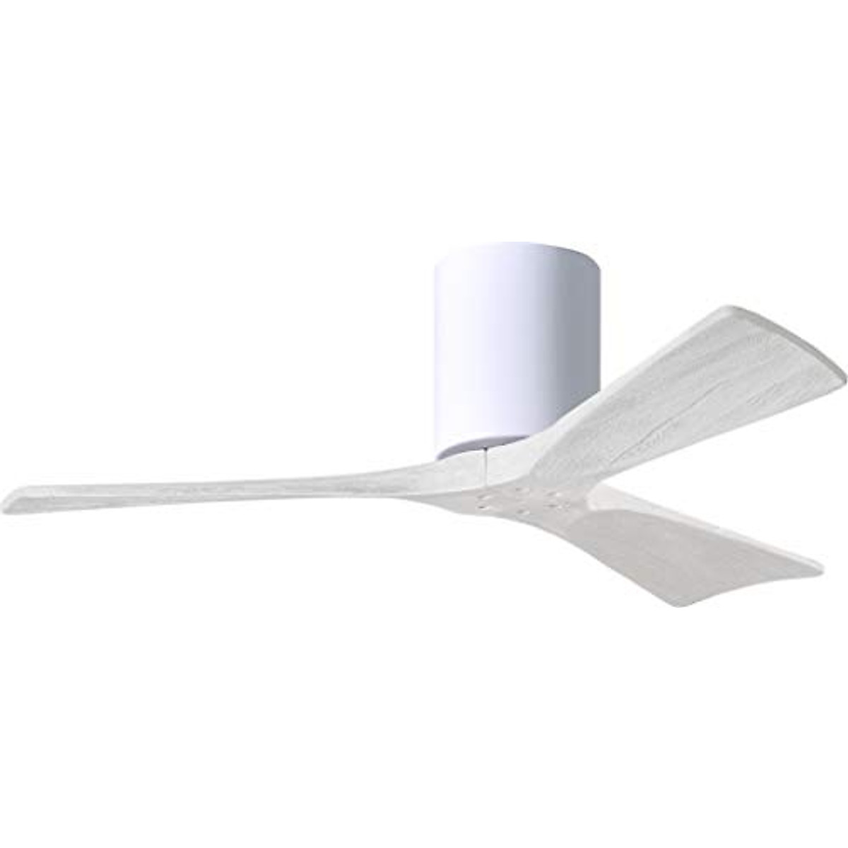 Matthews IR3H-WH-MWH-42 Irene Indoor/Outdoor Damp Rated 42" Flush Mount Ceiling Fan with Remote & Wall Control, 3 Matte White Solid Wood Blades, Gloss White