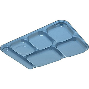 Carlisle FoodService Products Right-Hand Heavyweight 6-Compartment Melamine Tray 10" x 14" - Sandshade