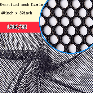 BoomSesame 150GSM Black Mesh Fabric, 40 x 82 Inch Polyester Fibre Mesh Netting Slightly Stretchy for Backpack Pocket, Straps, Netting Clothes, Netting Bag Shopping Bag and Other DIY Craft