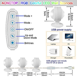 ACNCTOP Novelty Ambient and Mood Lighting 360° Rotating DIY Wall Art Decor RGB Bar LED Wall Light for Bedroom,Living Room,Room,Hallway,Stair,Modern Home Decoration