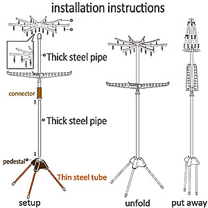 JERRY&RAIN Clothes Drying Rack Laundry Foldable - Floding Clothing Dryer Removable 24 Clips 32 Hangers / 66" High White
