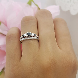Dazzlingrock Collection 0.45 Carat (Ctw) Round Black And White Diamond 5 Stone Alternating Style Engagement Ring Set for Her in 10K White Gold, Size 6