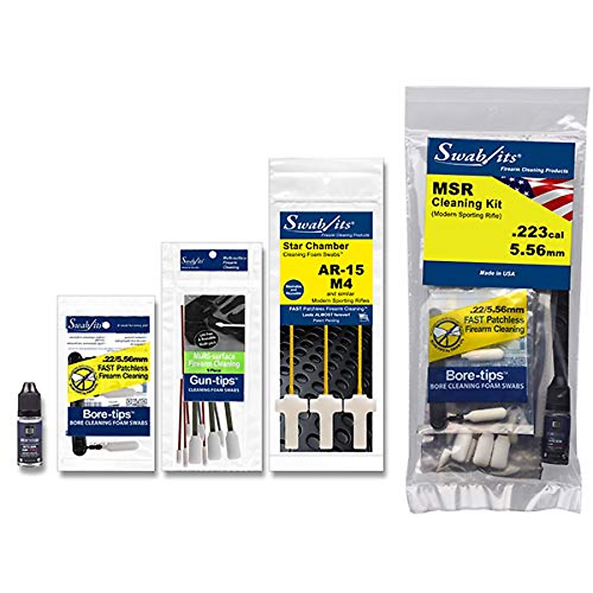 SWAB-ITS Made in The USA Deluxe Kit Star Chamber Cleaning Swabs, Gun-Tips, Bore-Tips and CLP