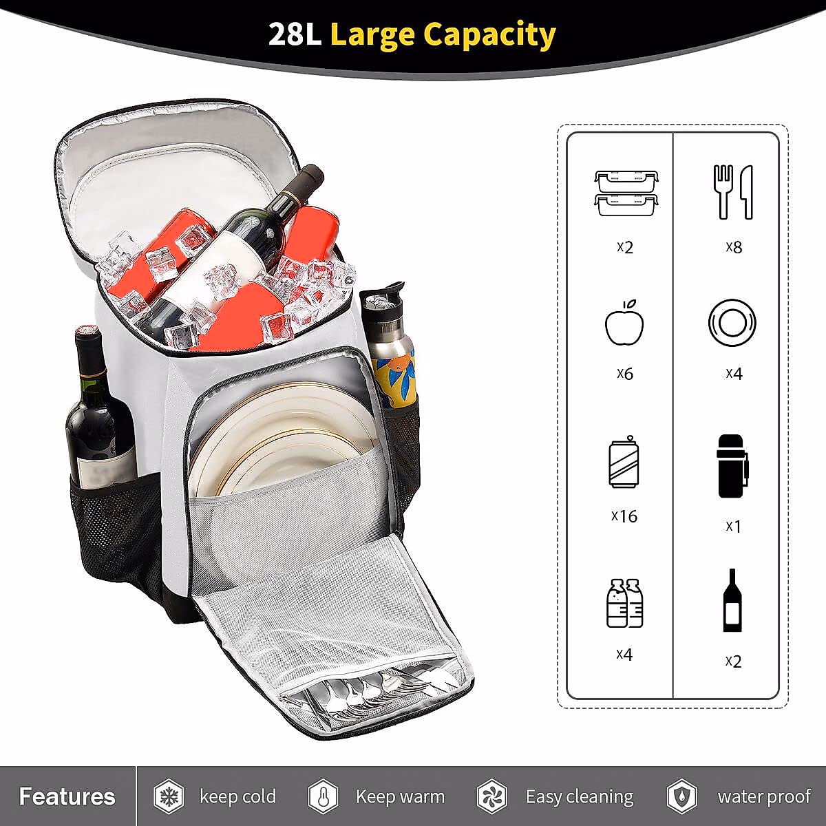 American Flag Firework Memorial Cooler Backpack Leakproof Backpack Cooler Insulated Lunch Cooler Bag 30 Cans Camping Coolers for Picnic Beach Road Trip