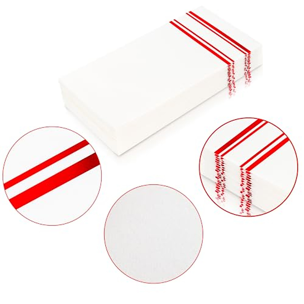 Fanxyware Shiny Red on White Disposable Dinner Napkins, Feels Like Linen, Soft Fluff Pulp Paper - 50 Pack, 8.5" x 4" - Style Name: Parallel Shine