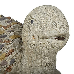 Deco 79 Polystone Turtle Indoor Outdoor Garden Sculpture with Stone Mosaic Design, 14" x 11" x 10", White