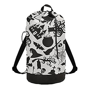Witch Spider Halloween Laundry Bag Large Heavy Duty Laundry Backpack for College Students Laundry bag with Shoulder Straps Dirty Clothes Organizer for Traveling Waterproof