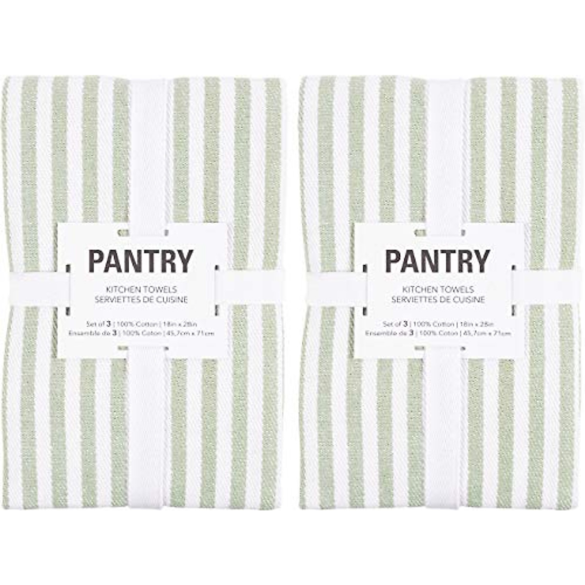 KAF Home Premium Kitchen Towels (18" x 28"), Large 100% Cotton, Flat & Terry Absorbent Dish Towel Set (Sage, 6 Pack)