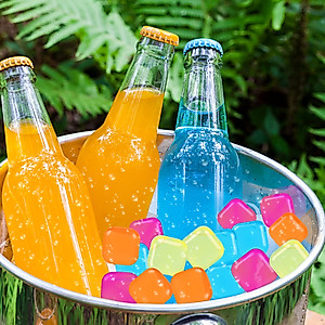 Tngan Reusable Ice Cube, 65 Pack Reusable Ice Cubes for Drinks, Washable Non-Melting Plastic Ice Cubes BPA Free, Refreezable Ice Cubes for Whiskey, Cocktails, Wine, Coffee (Multicolor)