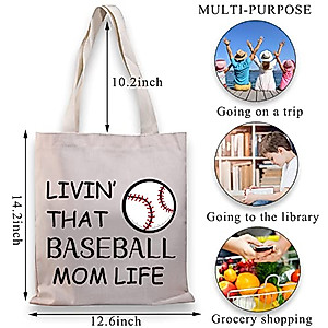 BDPWSS Baseball Tote Bag For Women Baseball Mom Gift Baseball Player Gift Living That Baseball Mom Life Canvas Bag (Mom life baseball TG)