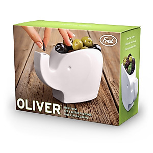 Genuine Fred Oliver Ceramic Elephant Tidbit Bowl, White, 1 cups, Size Pillow-130