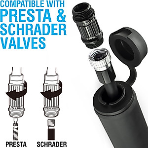 Marque Portable Mini Bike Pump - 120 PSI with Universal Presta and Schrader Valve, High Volume and High Pressure Setting for Road and Mountain Bike Tires (Gray with Hose)