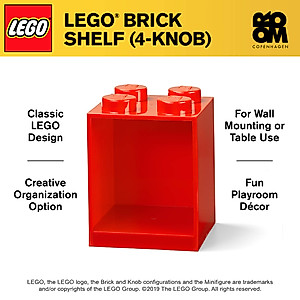 Room Copenhagen Lego Brick Set with 4-Stud and 8-Stud Box Shelves, Red