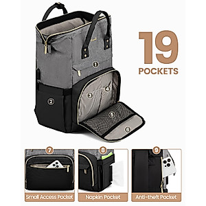 LOVEVOOK Laptop Backpack for Women Fashion Business Computer Backpacks Travel Bags Purse Student Bookbag Teacher Doctor Nurse Work Backpack with USB Port, Fits 17-Inch Laptop Grey Black