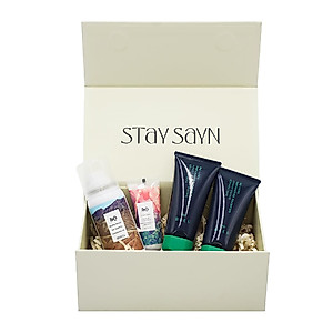 R+Co Travel Essentials | Bleu De Luxe Reparative Shampoo and Conditioner Set (1.2 Oz) + High Dive Moisture Cream (.5 Oz) + Death Valley Dry Shampoo (1 Oz) | Sayn Beauty