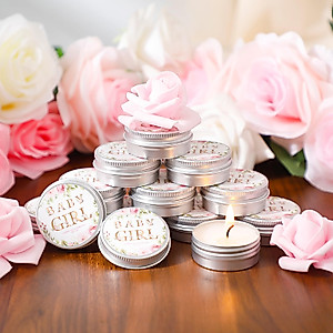 MTLEE 50 Pcs Baby Shower Scented Candles Gift Travel Tin Candle Aromatherapy Candle Favors for Winter Baby Shower Favors Wedding Gifts, Compound Scent Essential Oil(Baby Girl)