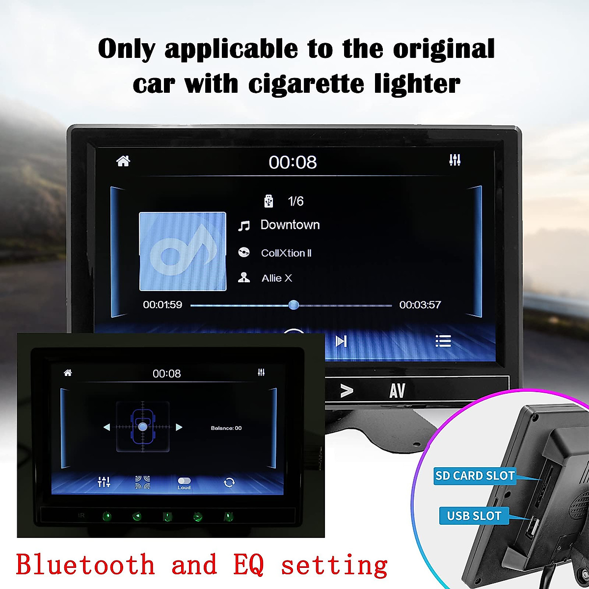 Binize Portable Carplay Screen Navigation, Portable 7 Inch Car Stereo Radio Compatible with Car Play & Android Auto, Touch Screen, Mirror Link ,Bluetooth for All Vehicles & Trucks