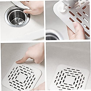 Hemobllo 3pcs Bathtub Stickers Kitchen Sink Drain Strainer Sink Stoppers Square Stickers Bath Tub Plug Stopper Shower Drain Cover Simple Sink Filter White Sink Plug Anti-clogging