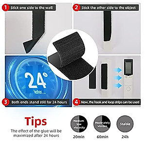 15 Sets Strips with Adhesive - Strong Double Sided Tape with Hook and Loop - 1 x 4 Inch