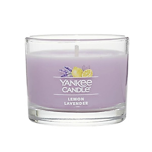 Yankee Candle Signature Votive Mini Candle Jar, Lemon Lavender Scent, Natural Soy Wax Blend Candle with Natural Fiber Wick, 1.3 OZ Glass Jar (Pack of 6)