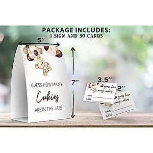 Guess How Many Cookies Are In The Jar, Baby Shower Games, Baby Shower Decorations - One Sign and 50 Cards(MANY026)