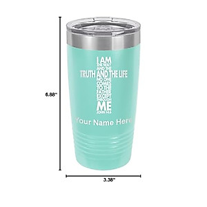 LaserGram 20oz Vacuum Insulated Tumbler Mug, Bible Verse John 14-6, Personalized Engraving Included (Teal)