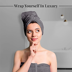 Tens Towels Pack of 8 Towels Set, 2 Extra Large Bath, 2 Hand, 4 Washcloths, 100% Cotton, Lighter Weight, Quicker to Dry, Super Absorbent, Perfect for Bathroom, Dark Grey