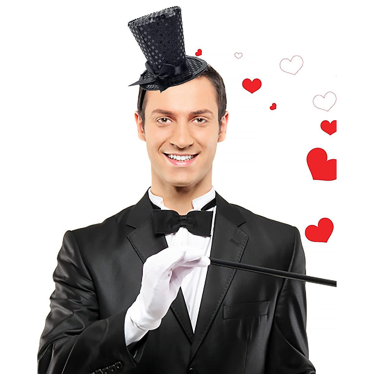 Black Mini Top Hat Headband Fascinator Tea Party Headpiece for Women Lady Gril 1920s Gatsby Party Halloween Christmas Costume Accessory