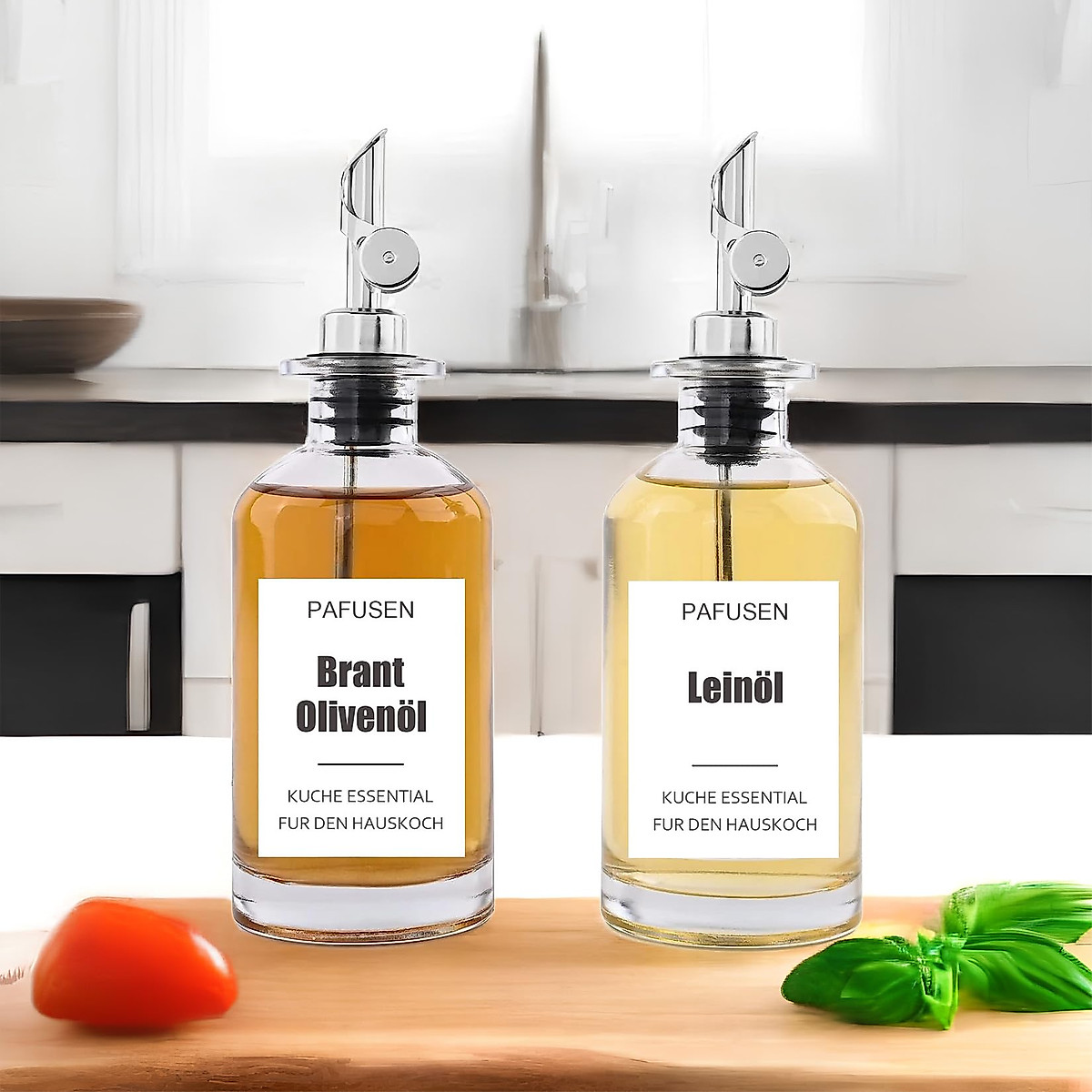 Pafusen 2 Pack Automatic Liquor Pour Spout, Auto Flip Olive Oil Dispenser Spout, Pour Spout for Liquor Bottles, Olive Oil Spout, Bottle Pourers for Alcohol Wine Syrup Home Bar Accessories Silver