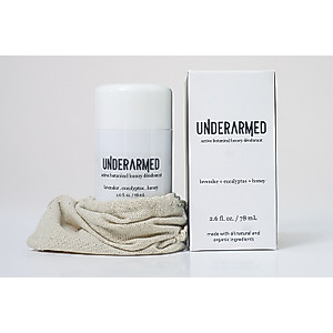 Underarmed Natural Lavender + Eucalyptus Aluminum-Free Deodorant, Organic Coconut + Essential Oils, Baking Soda, Raw Honey & Mineral Salt | All-Natural Non-GMO Vegan Formula For Women & Men