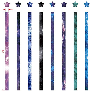 PAPERKIDDO 800 Sheets Origami Stars Paper 8 Different Designs of Beautiful Outer Space Sky for Paper Arts Crafts Kids Luminous Starry Sky Grown-ups School Teachers Folding Origami Star Paper Strips