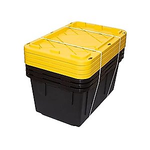 Greenmade Extra Strong 27 Gallon, Black and Yellow Storage Bin (4pack)