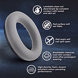 Lambskin QC45 QC35ii QC35 QC25 QC15 Earpads Cushions Replacement Ear Pads for Bose QC 45 35 II QC2 AE2 AE2i AE2w SoundLink SoundTrue 35ii 25 15 2 AE QuietComfort Sheepskin Leather Gray Grey (Silver)
