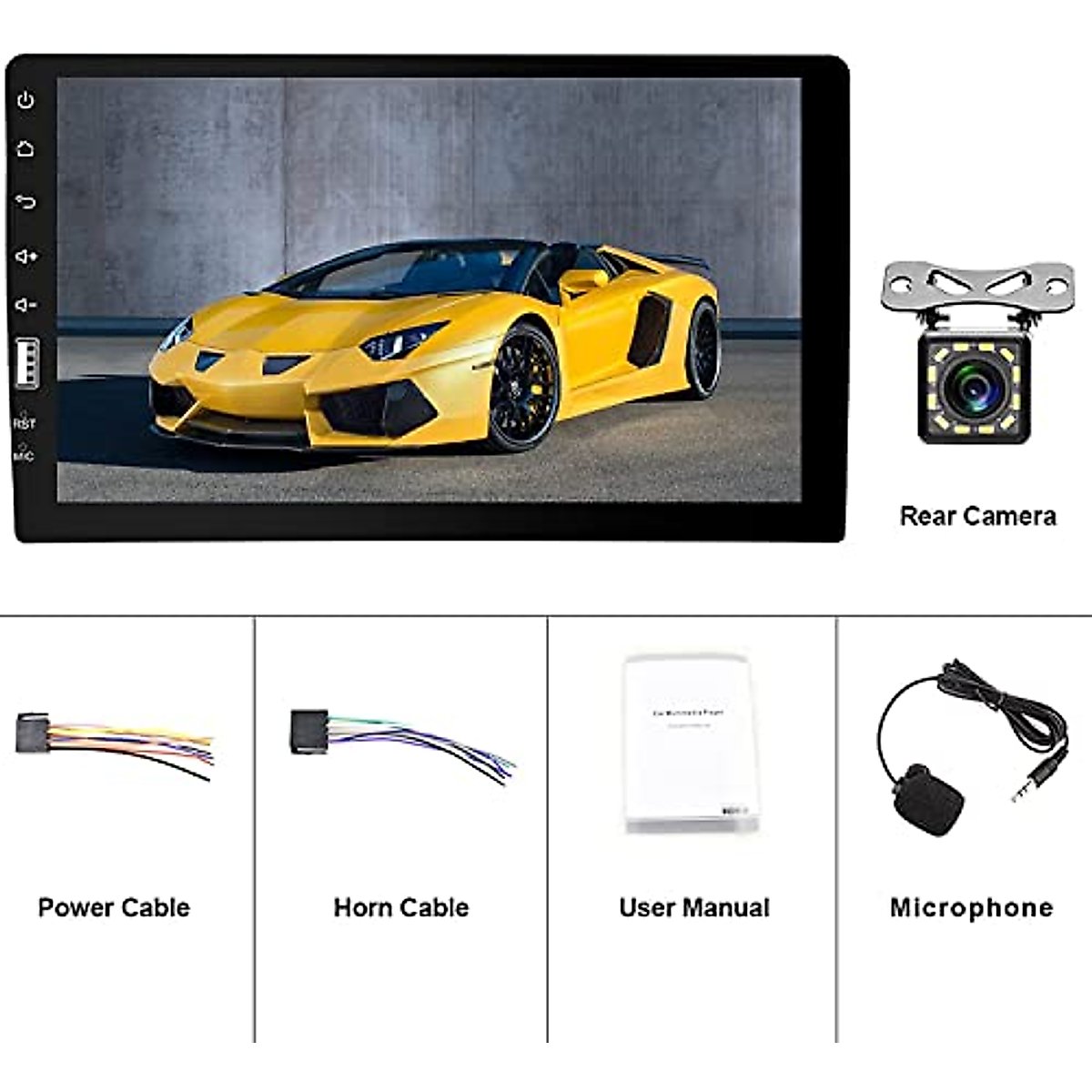 Single Din Car Stereo with Apple Carplay Android Auto , 9 Inch Touch Screen Car Radio with Mirror Link Universal Car Multimedia Player with Bluetooth FM/AM Radio EQ Setting+ Backup Camera
