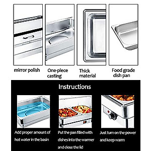 Stainless Steel Chafing Dishes 9L Buffet Server and Warmers Catering Food Warmers with 90° Half Clamshell for Parties Buffets Banquets - Adjustable (Full Size)