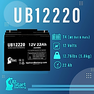 Replacement for SEALAKE FM12170 Battery - Replacement UB12220 Universal Sealed Lead Acid Battery (12V, 22Ah, 22000mAh, T4 Terminal, AGM, SLA)