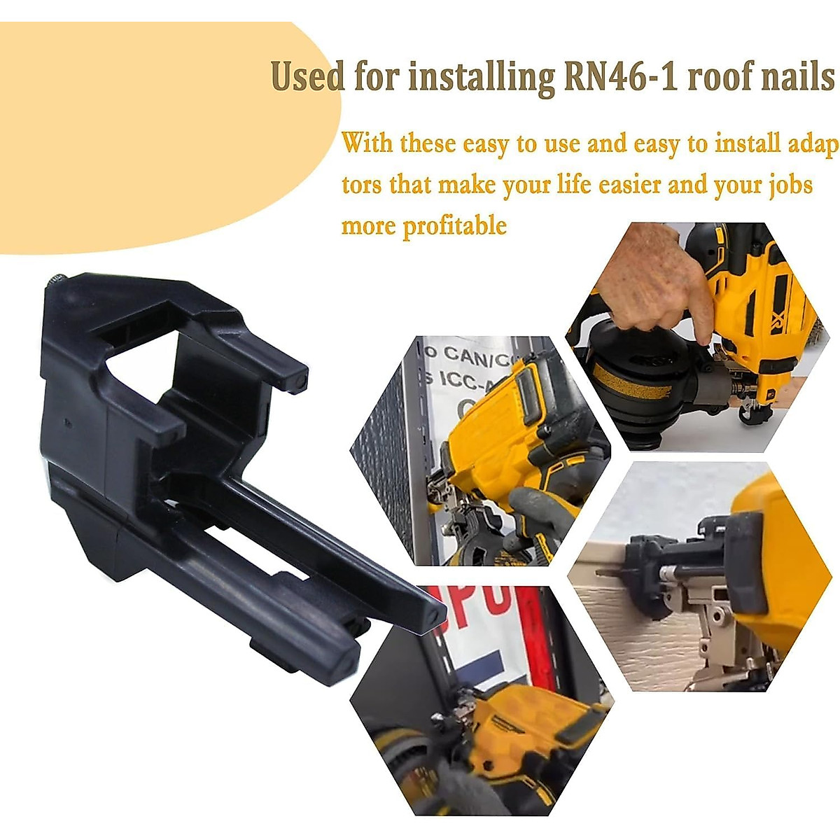 YETTAT Vinyl Siding Adaptor Tip DCN45RN DCN45RND1 DCN45RNB for Dewalt Roofing Nailer Cordless 20v Tip Replacement Vinyl Siding Adaptor Tip and Vinyl Siding Adaptor (A&B style Set of 4)