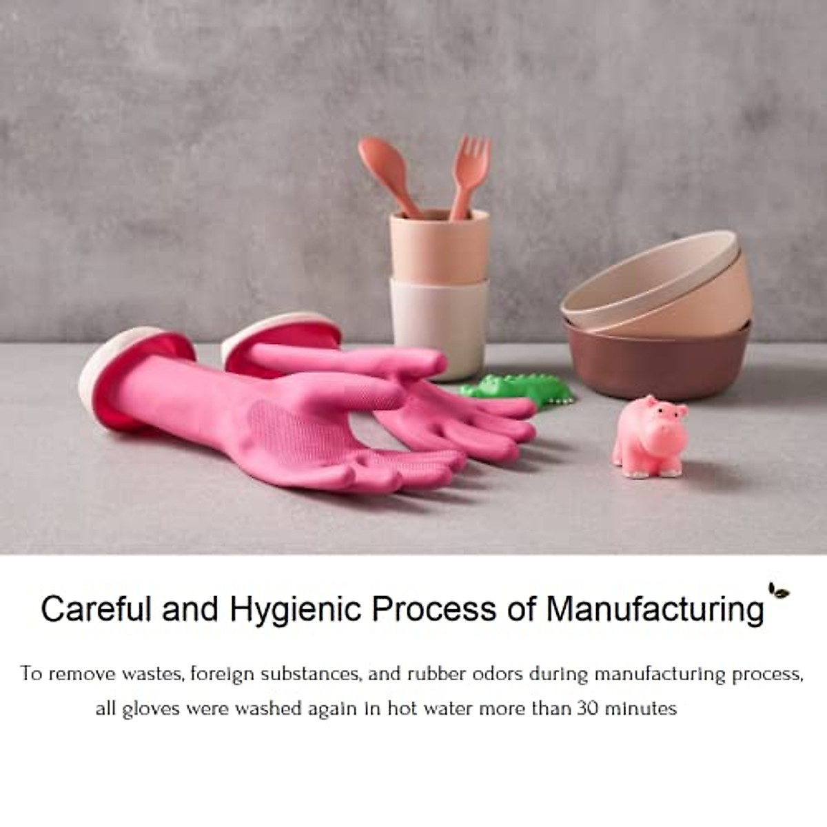 Myungjin (2 Pairs) Kids, Children Reusable Multipurpose Waterproof Hand Protection Rubber Latex Gloves/Cooking, Dishwashing, Cleaning, Painting