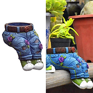 MagiDeal Resin Plant Pot, Pants Bonsai Planter Succulent Flowerpot Ornaments for Office Table Decoration