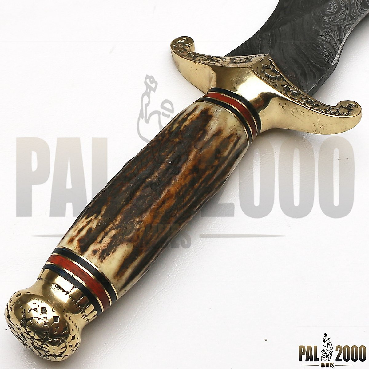 PAL 2000 KNIVES SW-8888 Handmade Damascus Steel 20 Inches Vivi Hunting Knife Stag Horn Handle with Sheath