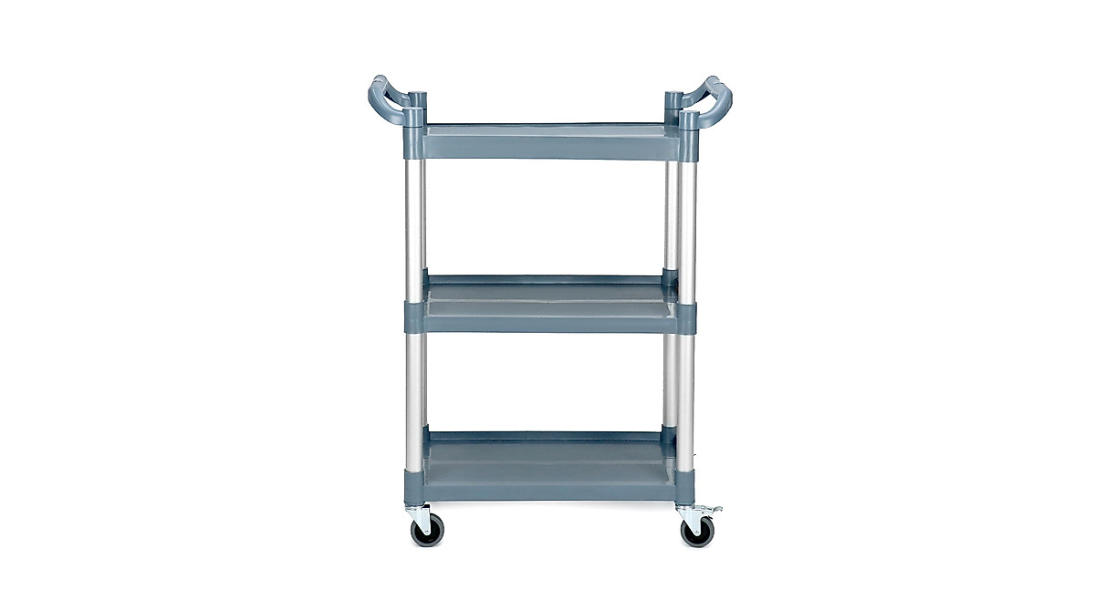 QWORK 3-Tier Plastic Utility Cart with Lockable Wheels for Restaurant ...