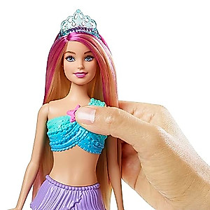 Barbie Dreamtopia Doll, Mermaid Toy with Water-Activated Light-Up Tail, Pink-Streaked Hair & 4 Colorful Light Shows