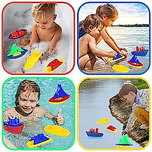ArtCreativity Toy Boat Bath Toys for Kids & Toddlers, Set of 4, Kids Pool Toys for Outdoor Water Play, Floating Pool Boat Toys for Bathtub, Summer Beach Toys, Cute Party Favors for Boys and Girls